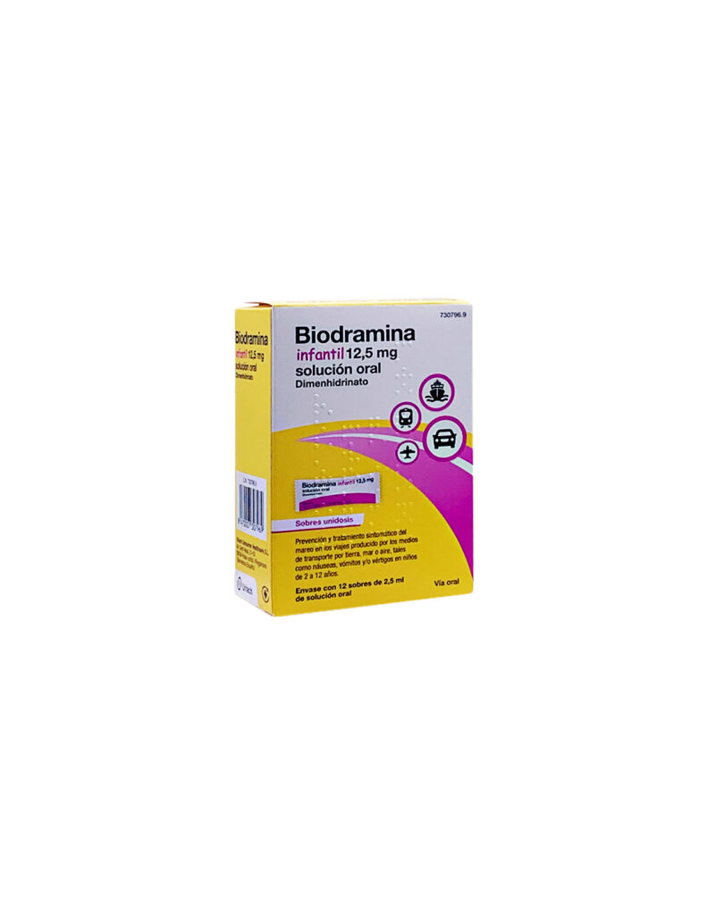 BIODRAMINA INFANTIL 12,5 MG 12 SOBRES MONODOSIS SOLUCION ORAL 2,5 ML ...